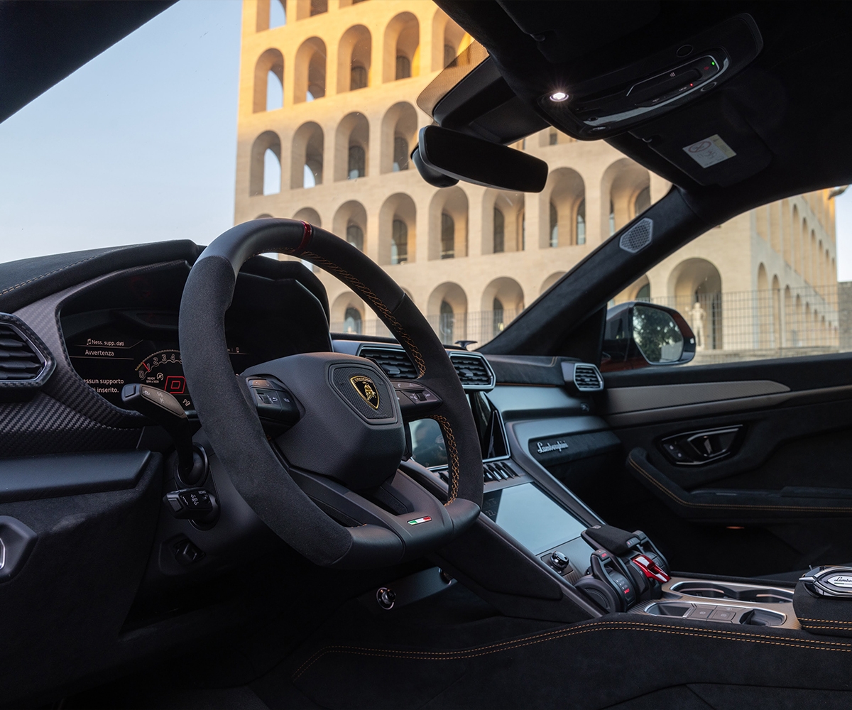 lambo driving inside